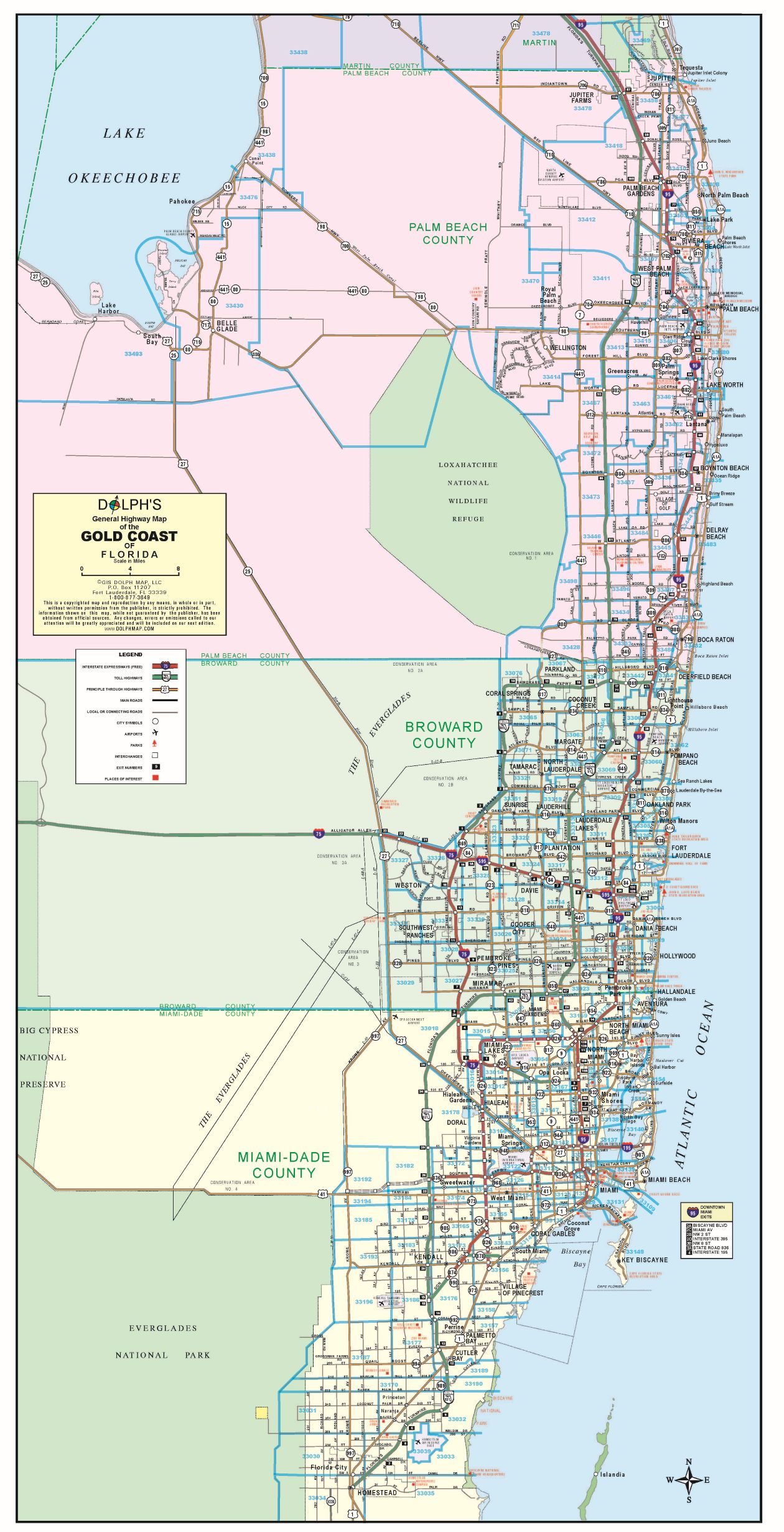 3 County Gold Coast General Highway Map | Dolph Map Company