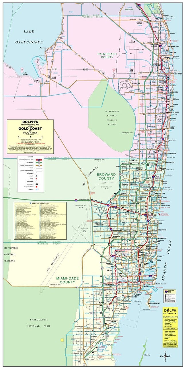 3 County Gold Coast General Highway Map | Dolph Map Company