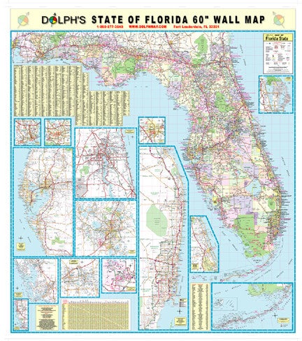 Florida State 60" Wall Map | Dolph Map Company