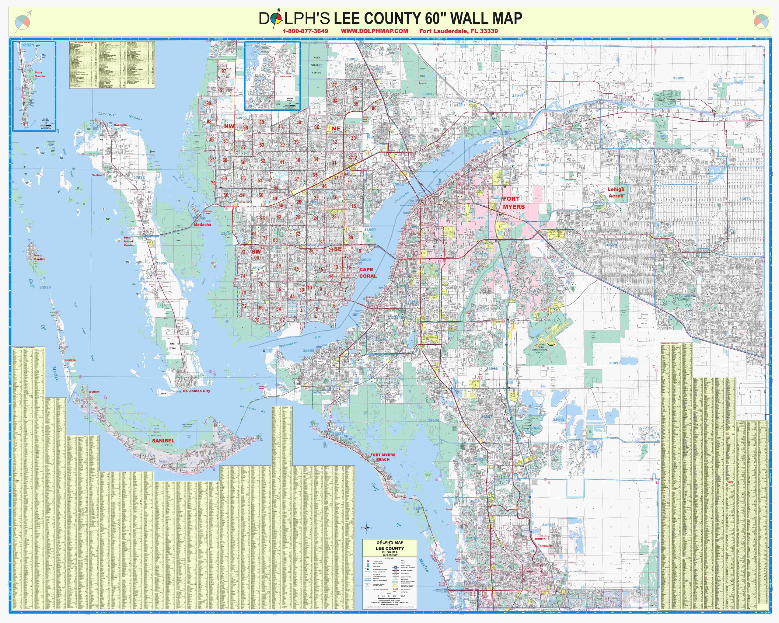 Lee County 60" Wall Map - 2025 | Dolph Map Company